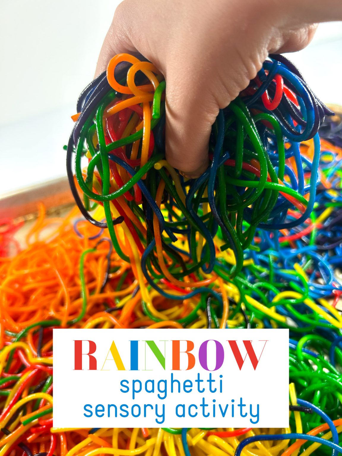Rainbow Spaghetti Sensory Activity - Gagen girls
